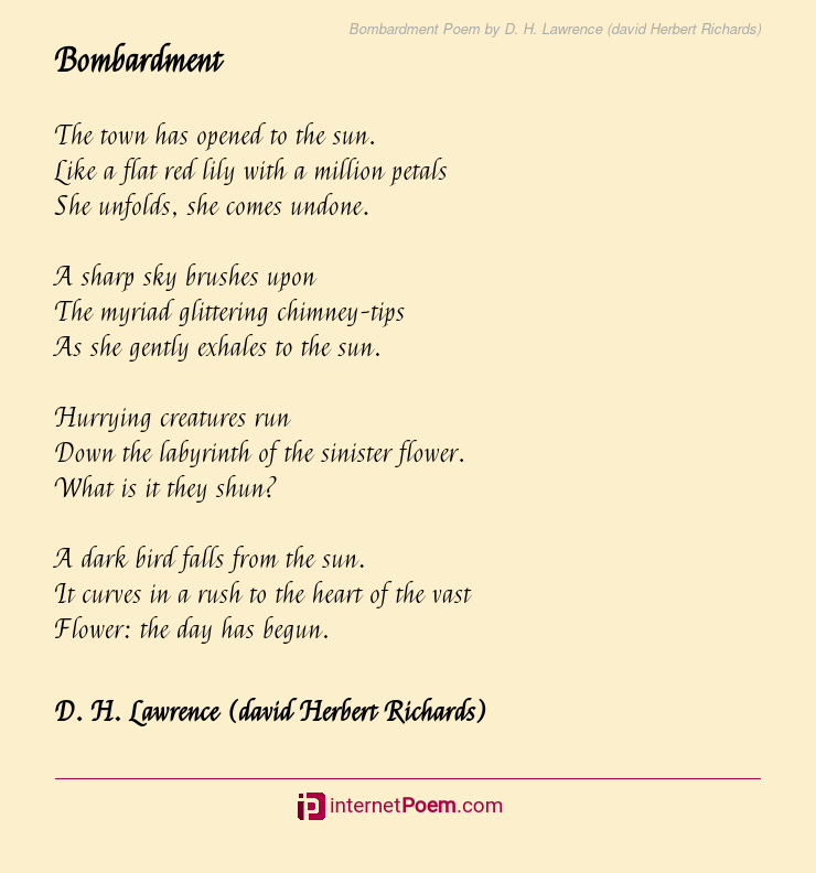Bombardment Poem by D. H. Lawrence (david Herbert Richards)
