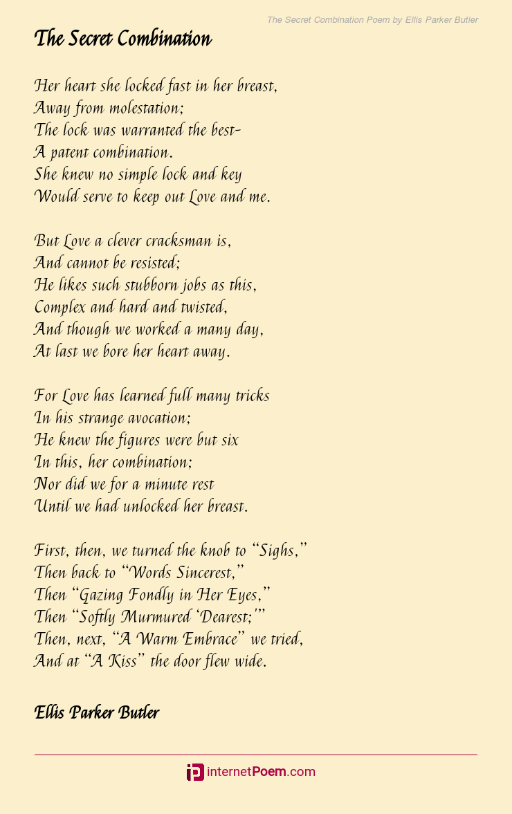 The Secret Combination Poem by Ellis Parker Butler