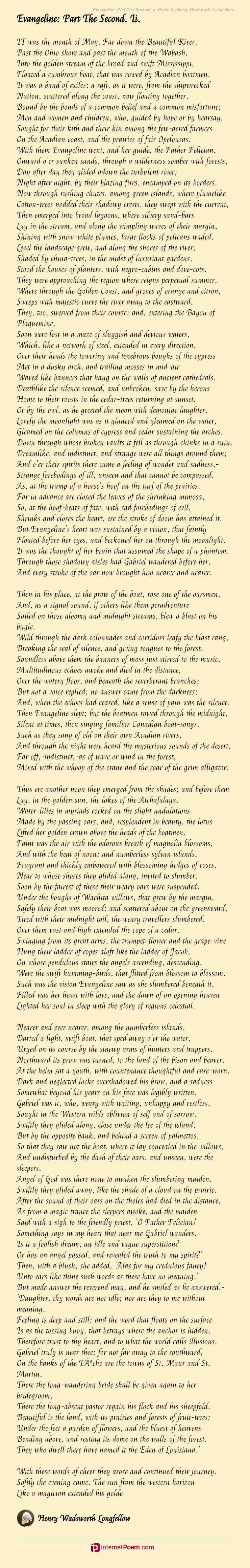 Evangeline: Part The Second. Ii. Poem by Henry Wadsworth Longfellow