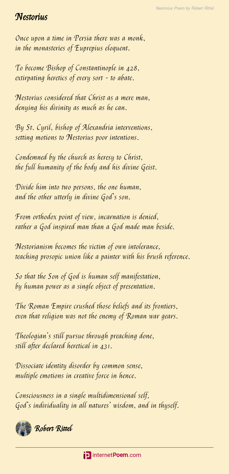 Nestorius Poem by Robert Rittel