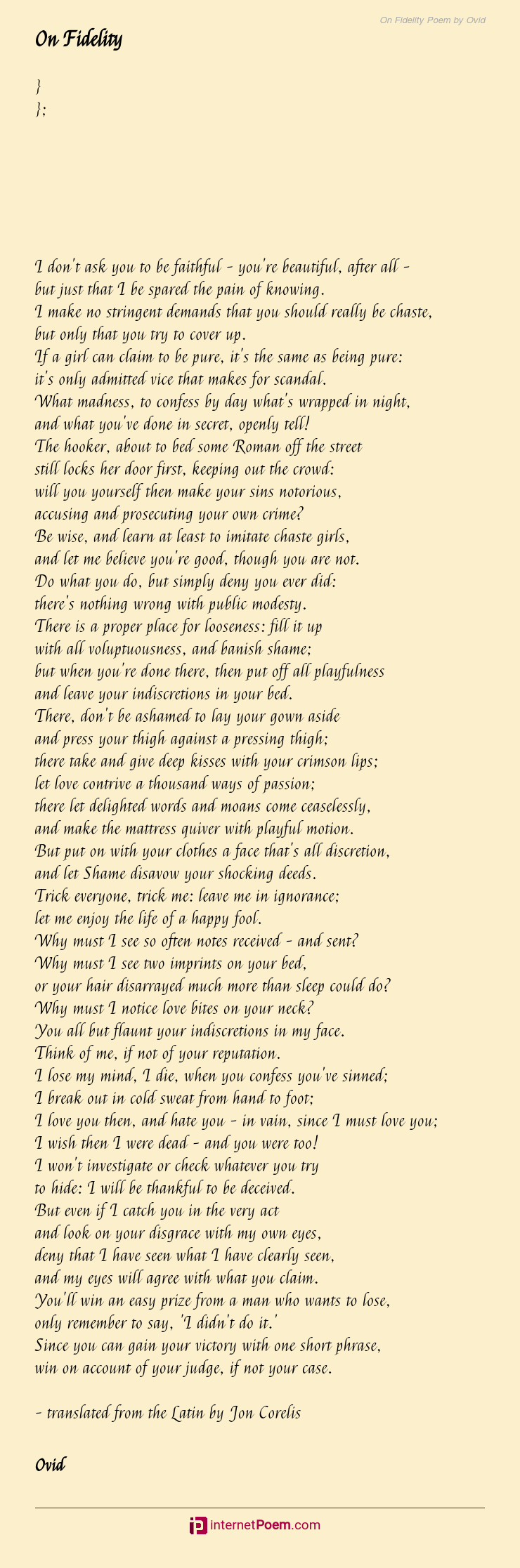 On Fidelity Poem by Ovid
