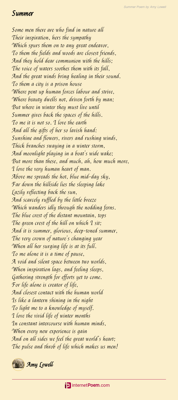 Summer Poem by Amy Lowell