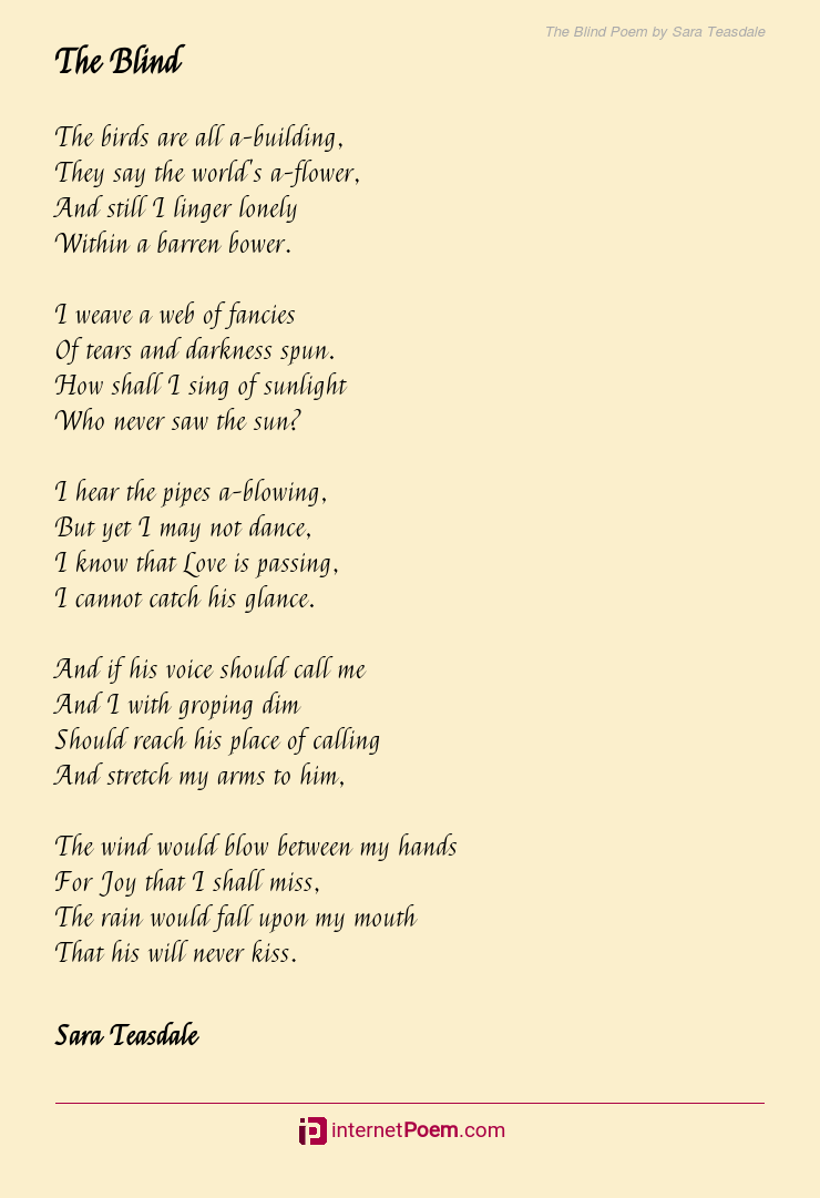 The Blind Poem by Sara Teasdale