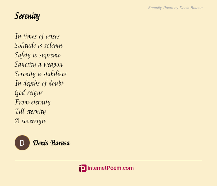 Serenity Poem by Denis Barasa