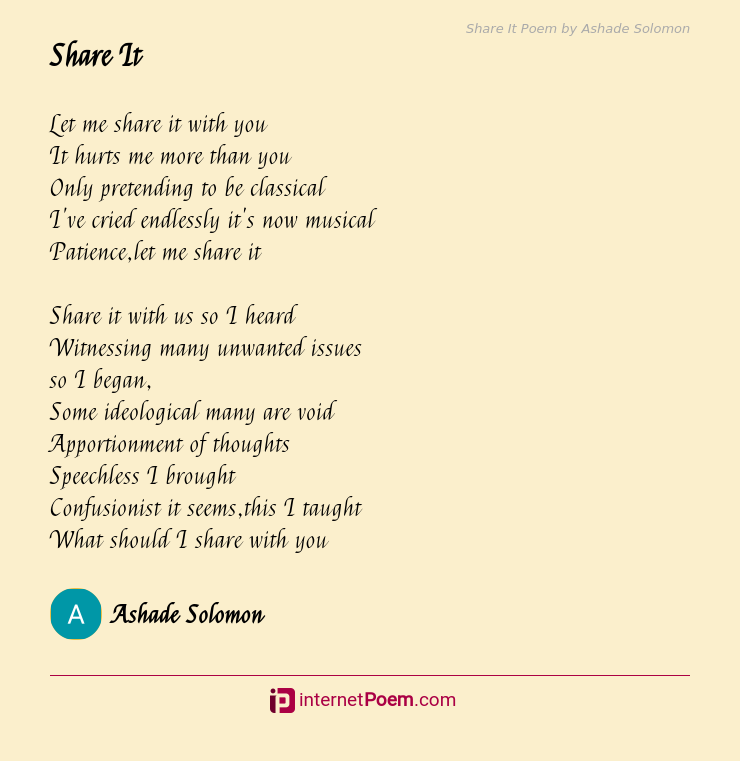 Share It Poem by Ashade Solomon