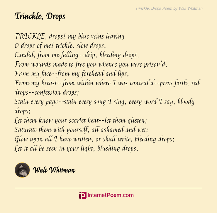 Trinckle, Drops Poem by Walt Whitman