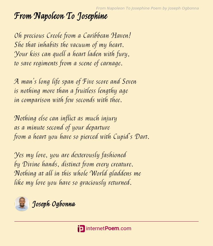 From Napoleon To Josephine Poem by Joseph Ogbonna