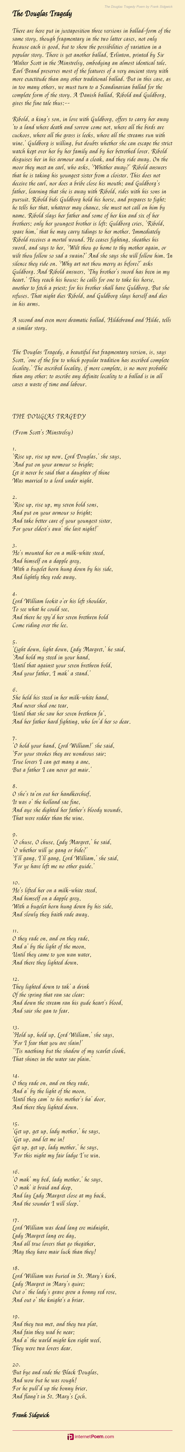 The Douglas Tragedy Poem by Frank Sidgwick