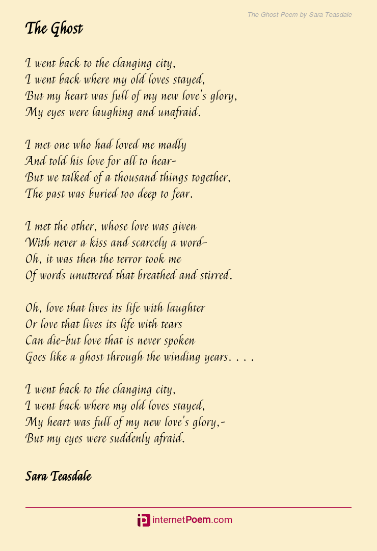 The Ghost Poem by Sara Teasdale