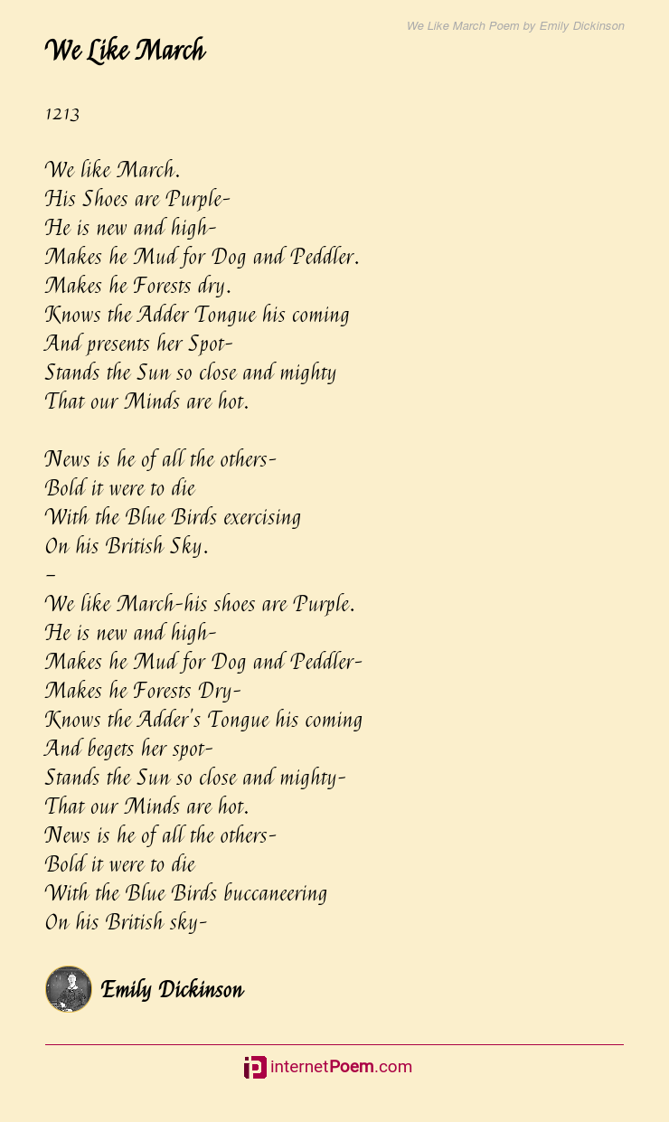 We Like March Poem by Emily Dickinson