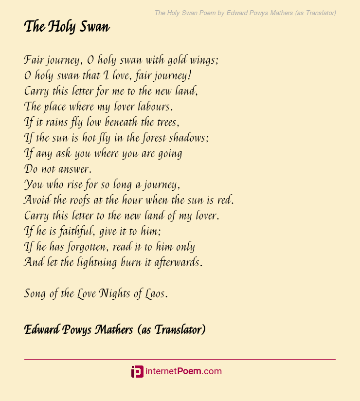 The Holy Swan Poem Rhyme Scheme
