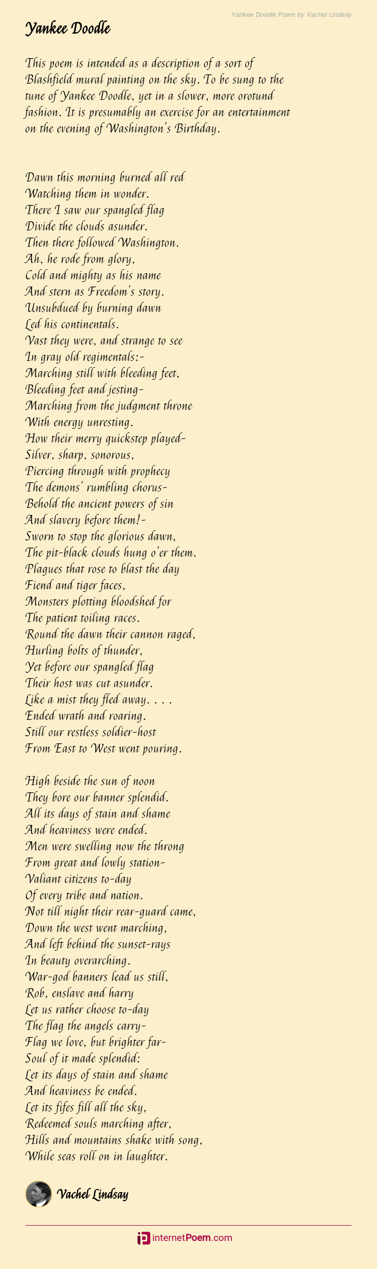 Yankee Doodle Poem by Vachel Lindsay