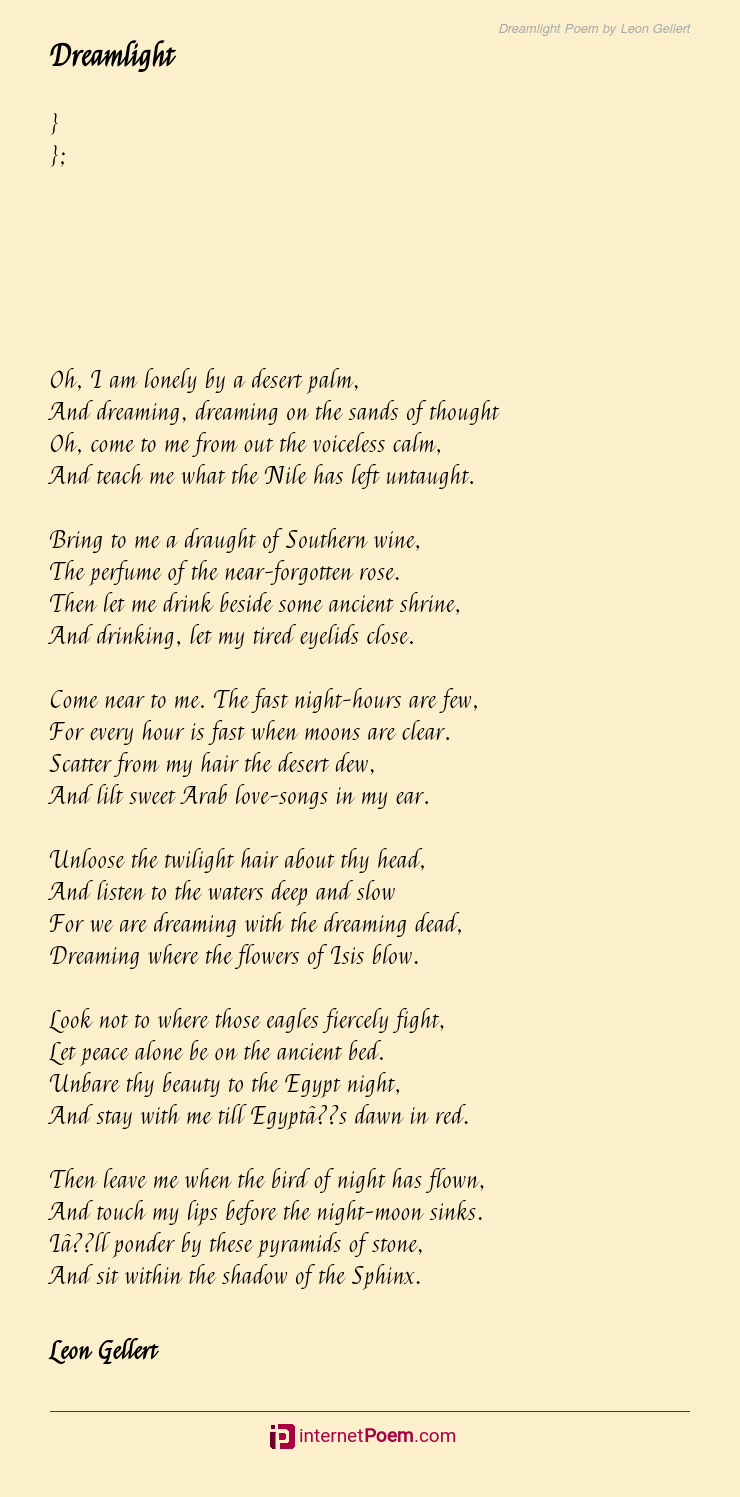 Dreamlight Poem by Leon Gellert