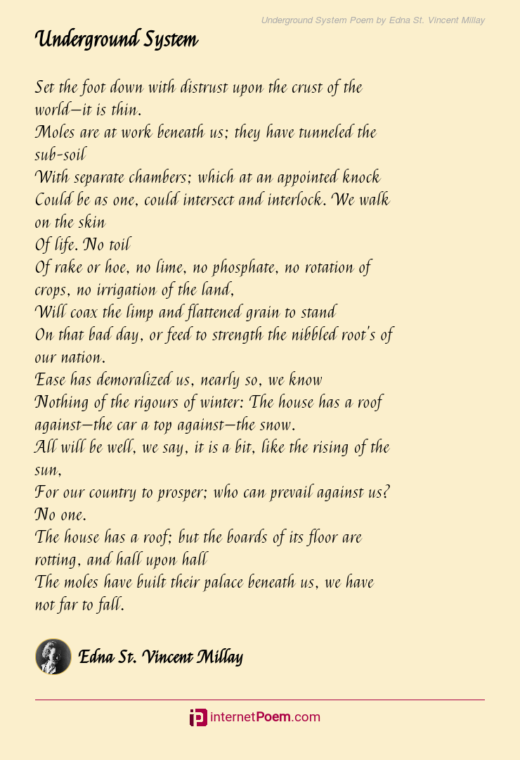 Underground System Poem by Edna St. Vincent Millay