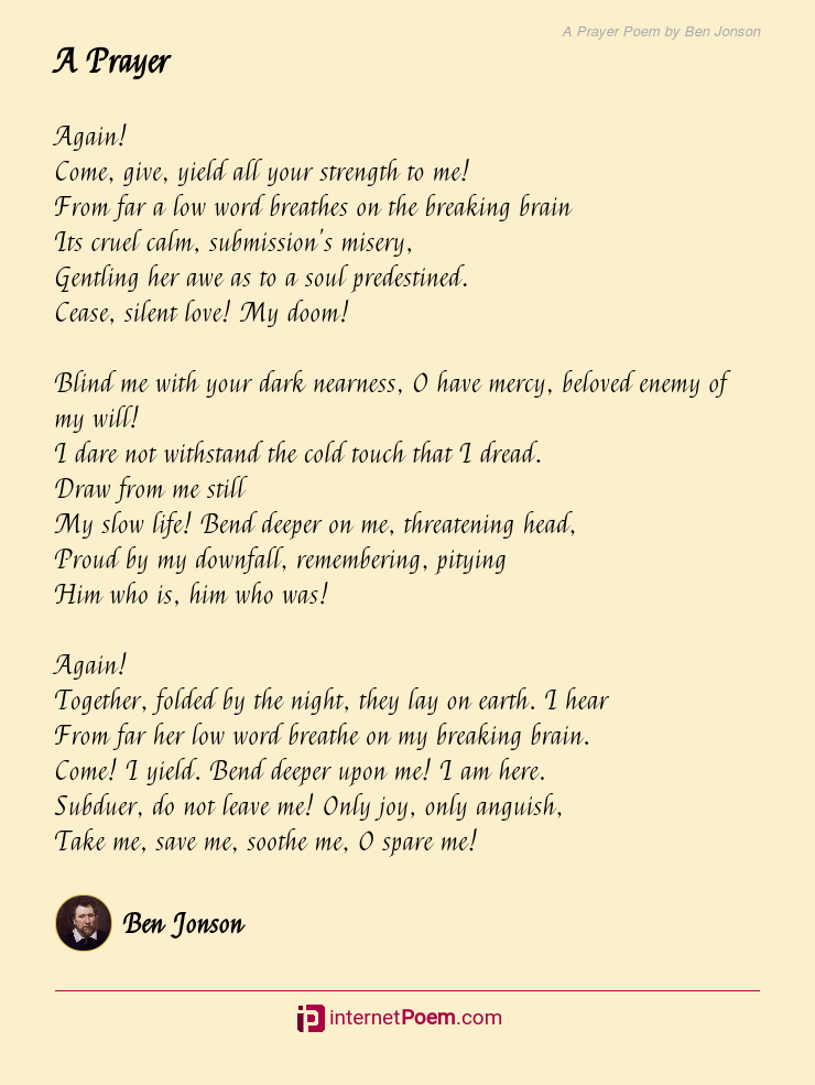 A Prayer Poem by Ben Jonson