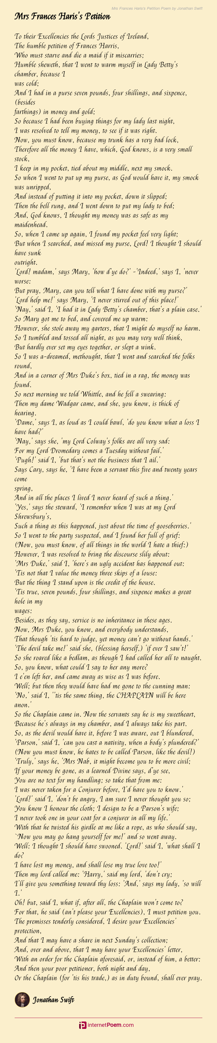Mrs Frances Haris's Petition Poem Rhyme Scheme