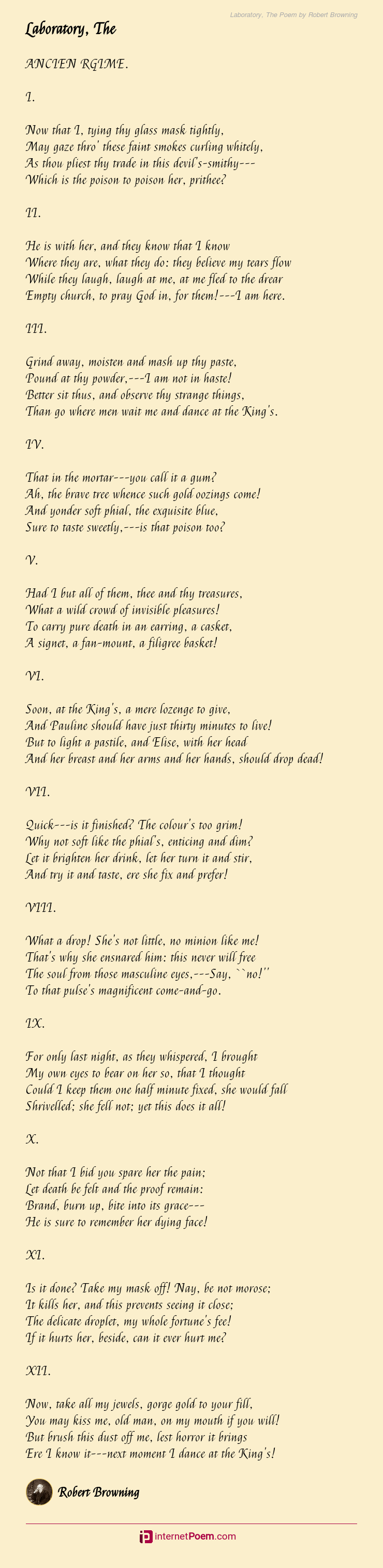 Laboratory, The Poem by Robert Browning