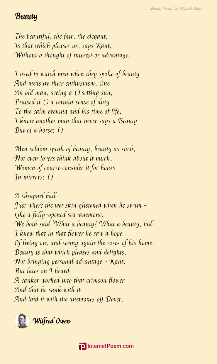 Beauty Poem by Wilfred Owen