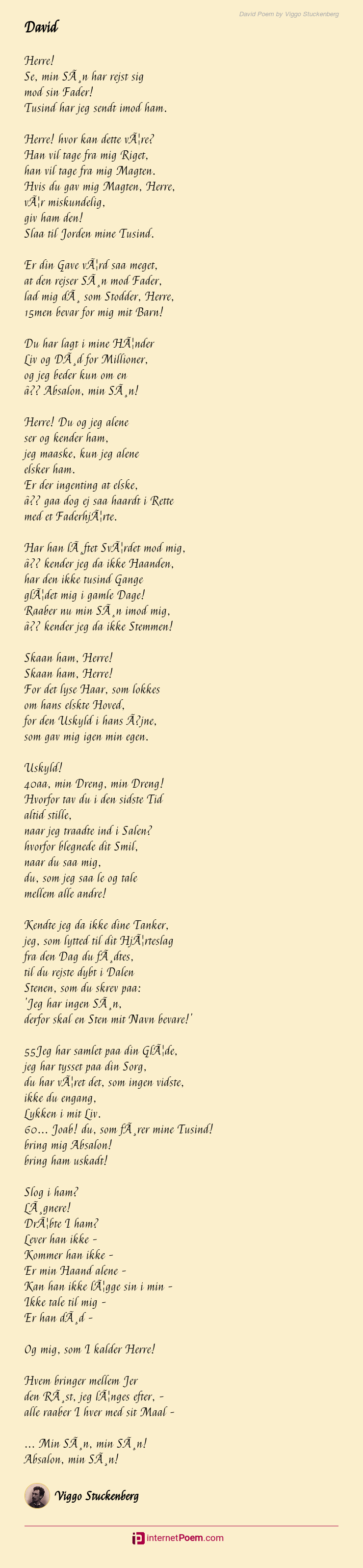 David Poem by Viggo Stuckenberg