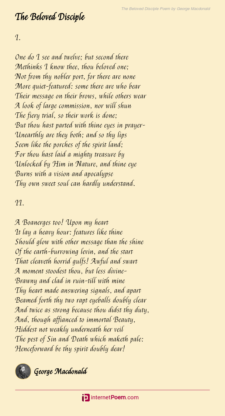 The Beloved Disciple Poem by George Macdonald