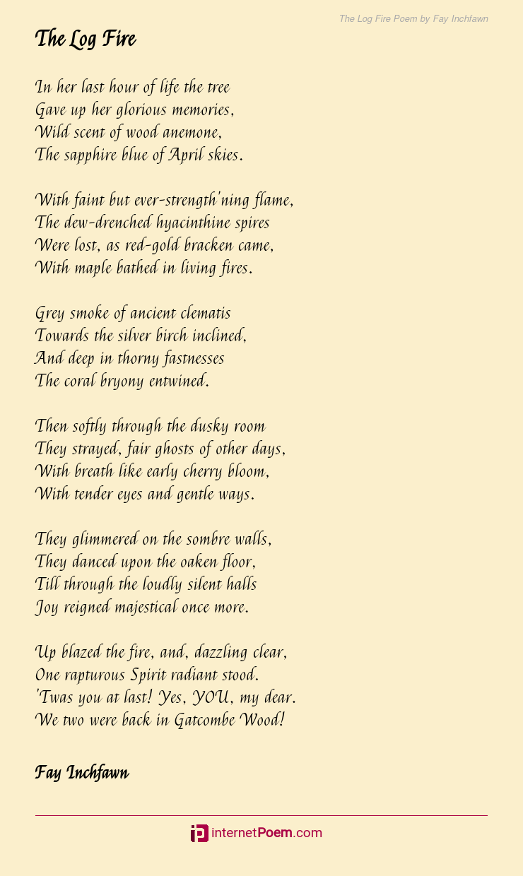 The Log Fire Poem by Fay Inchfawn