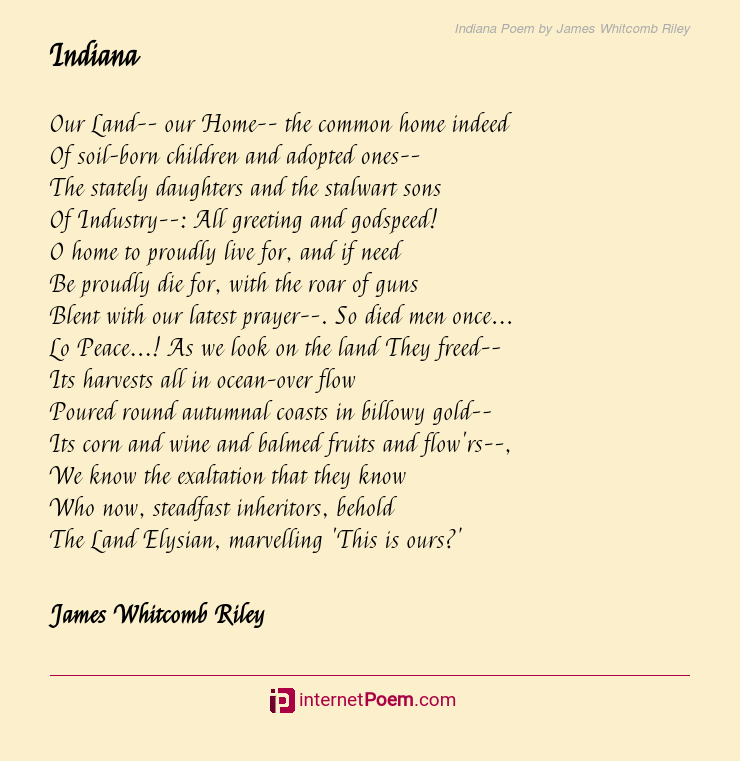 Indiana Poem by James Whitcomb Riley