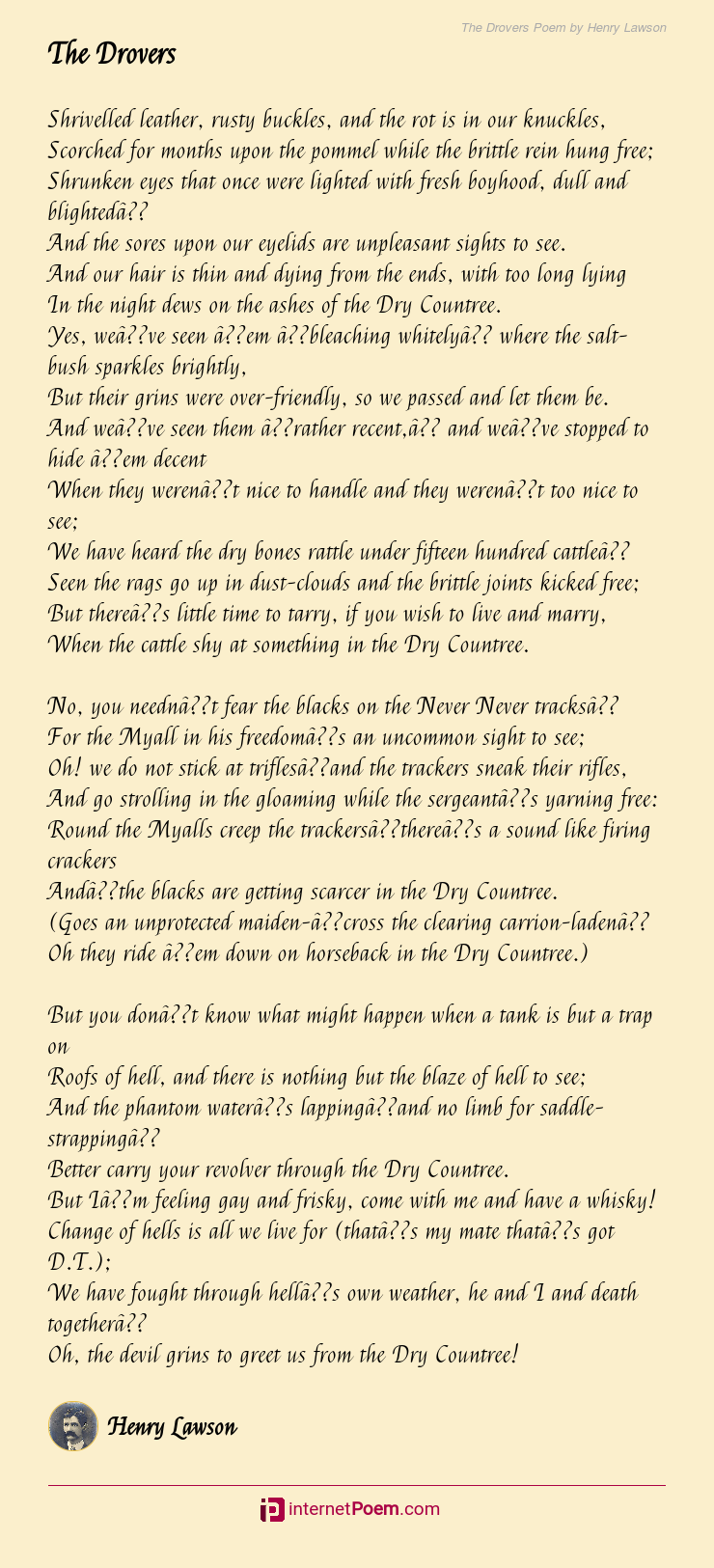 The Drovers Poem by Henry Lawson