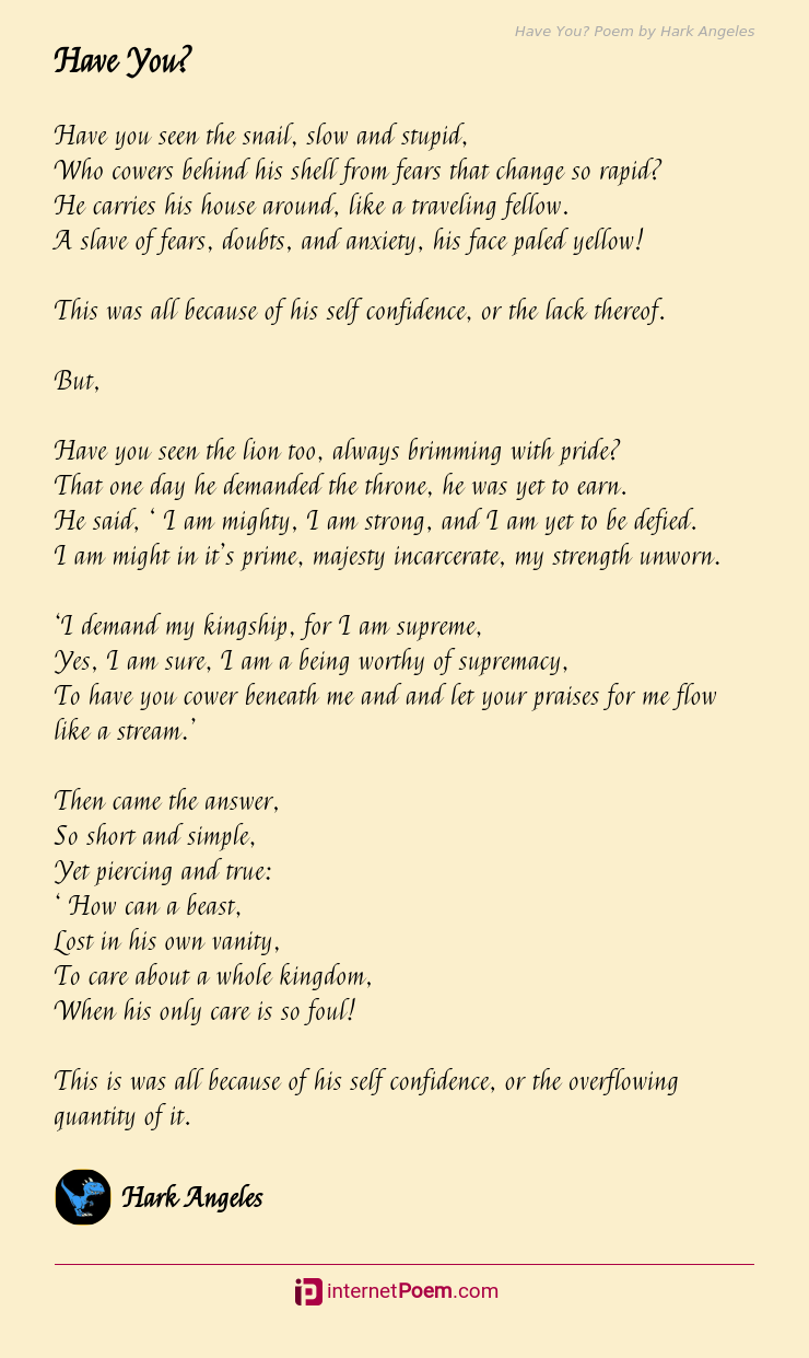 Have You? Poem by Hark Angeles
