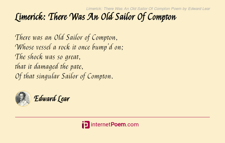 Limerick: There Was An Old Sailor Of Compton Poem by Edward Lear