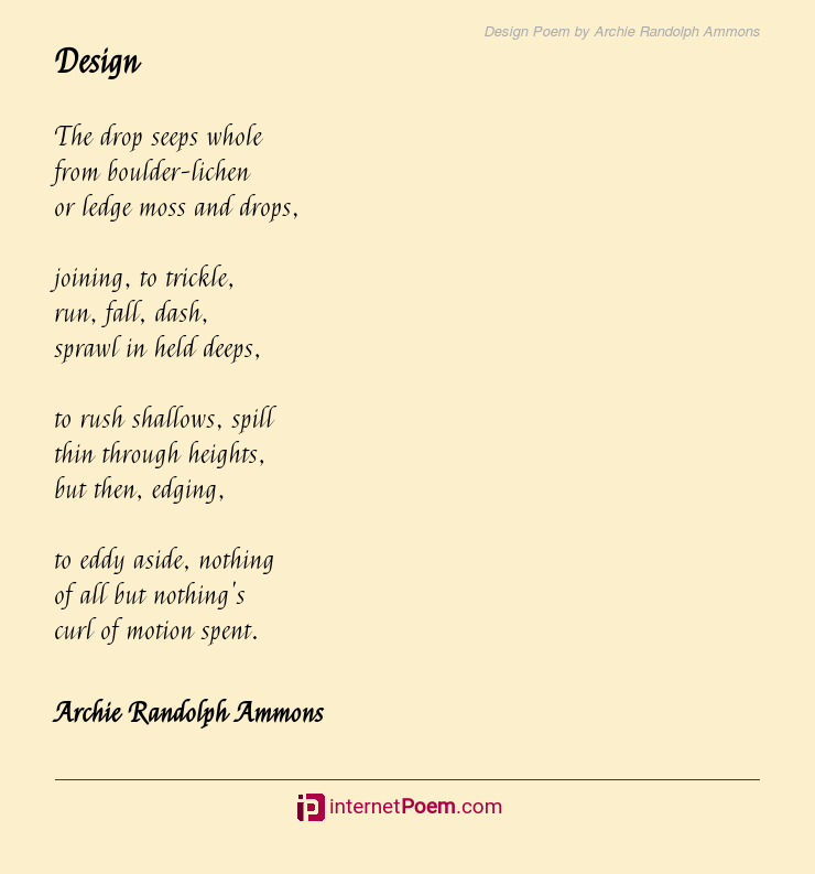 Design Poem by Archie Randolph Ammons