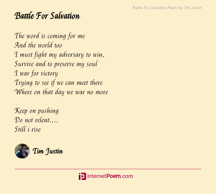 Battle For Salvation Poem Rhyme Scheme
