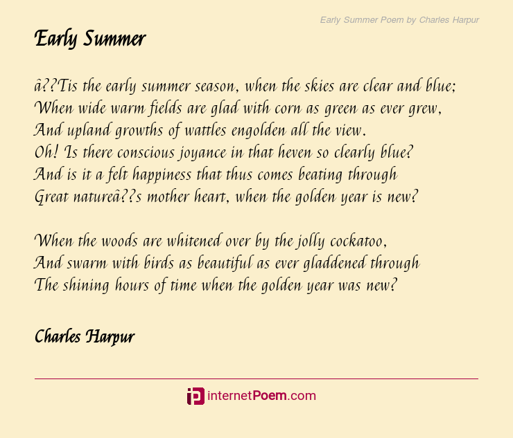 Early Summer Poem by Charles Harpur
