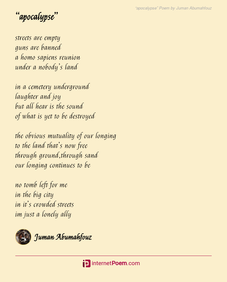 “apocalypse” Poem by Juman Abumahfouz