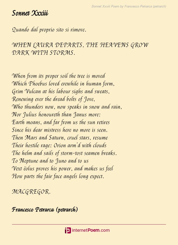 Sonnet Xxxiii Poem by Francesco Petrarca (petrarch)