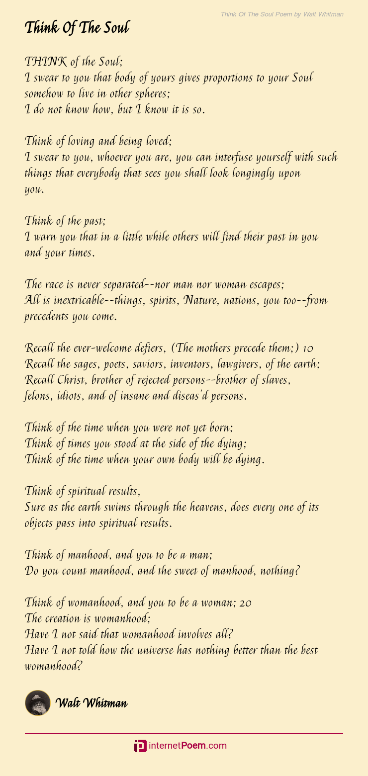 Think Of The Soul Poem Rhyme Scheme