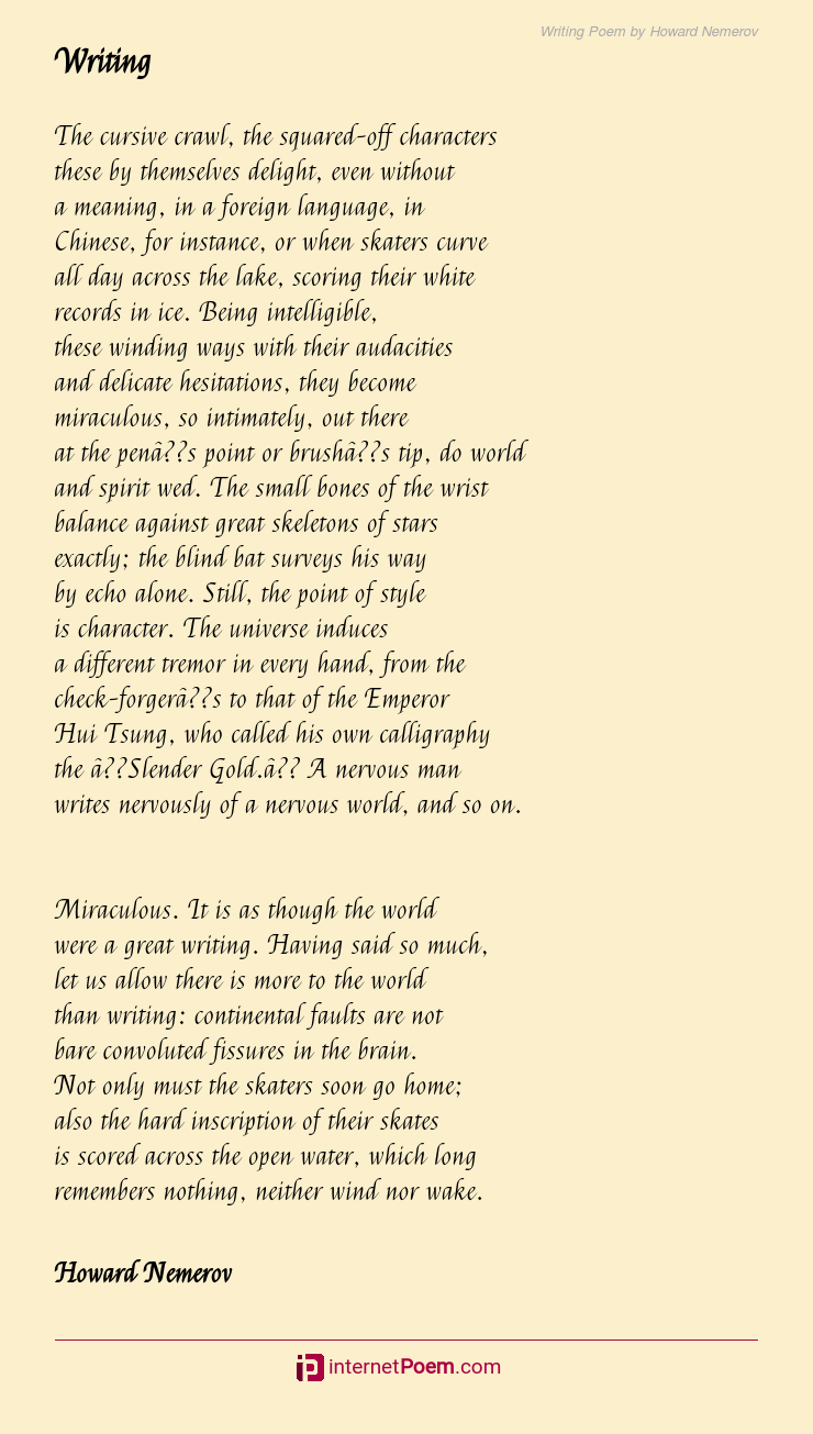 Writing Poem by Howard Nemerov
