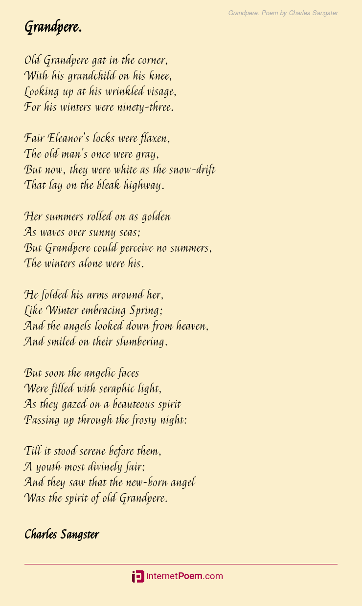 Grandpere. Poem by Charles Sangster