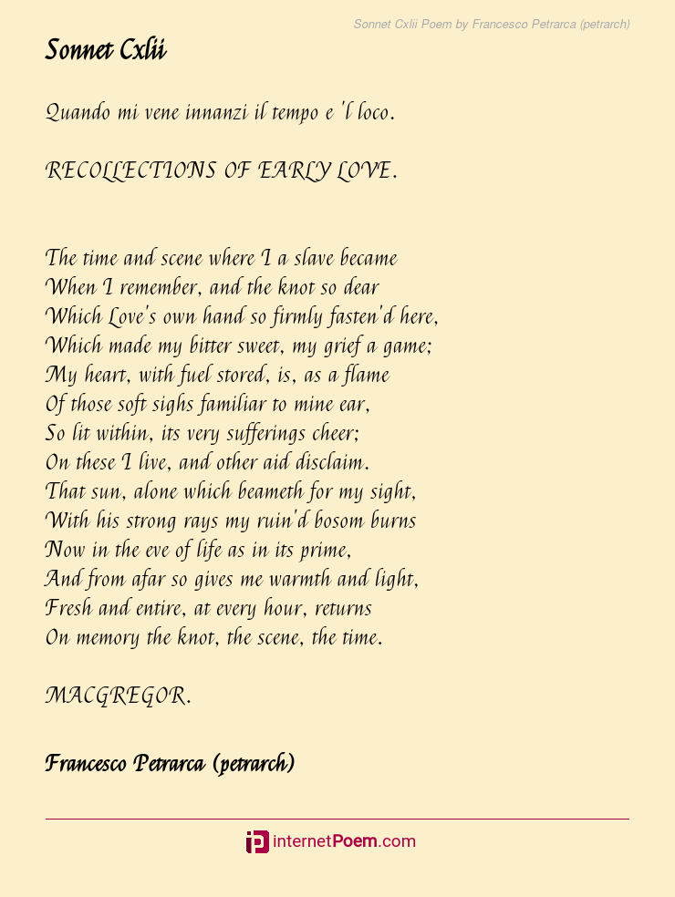 Sonnet Cxlii Poem by Francesco Petrarca (petrarch)