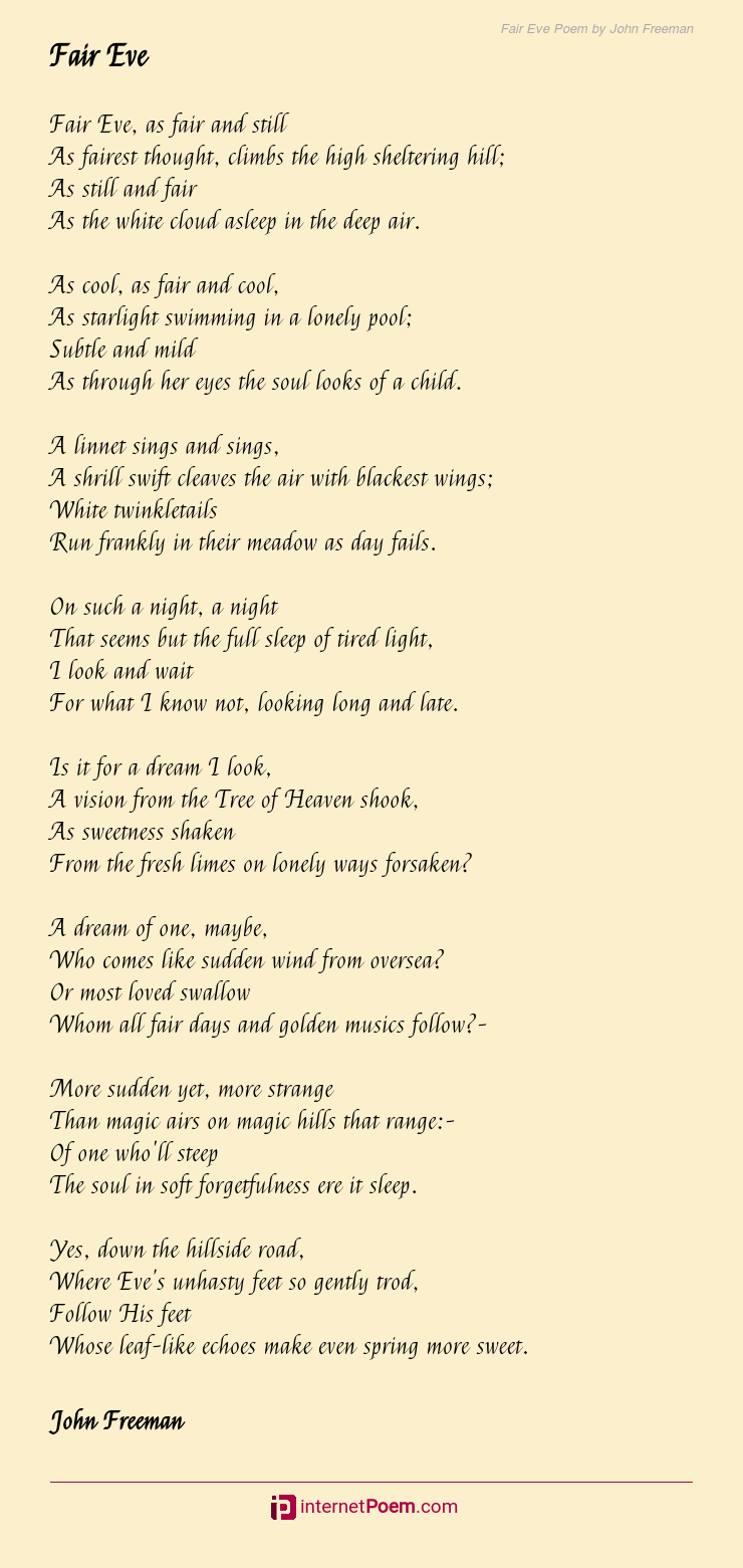 Fair Eve Poem by John Freeman