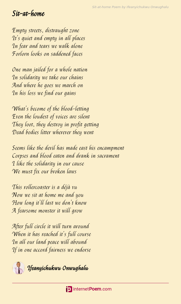 Sit-at-home Poem by Ifeanyichukwu Onwughalu