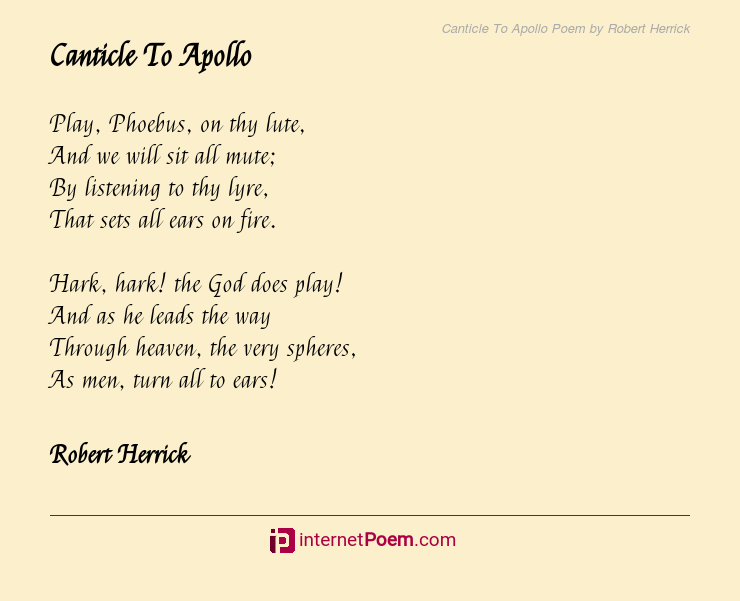Canticle To Apollo Poem by Robert Herrick
