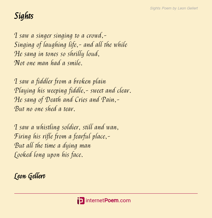 Sights Poem by Leon Gellert