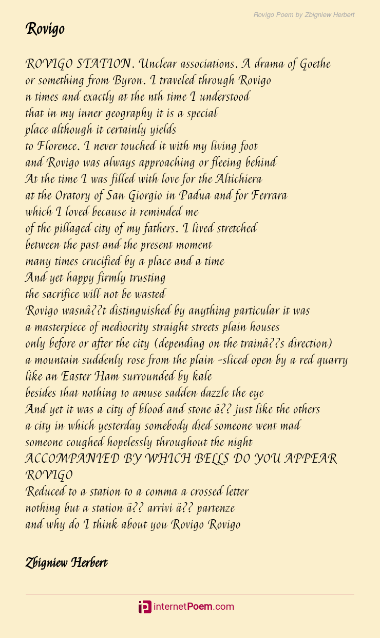 Rovigo Poem by Zbigniew Herbert