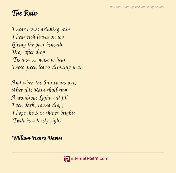 The Rain Poem by William Henry Davies
