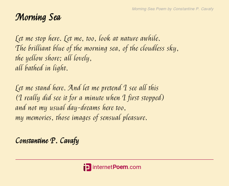 Morning Sea Poem by Constantine P. Cavafy
