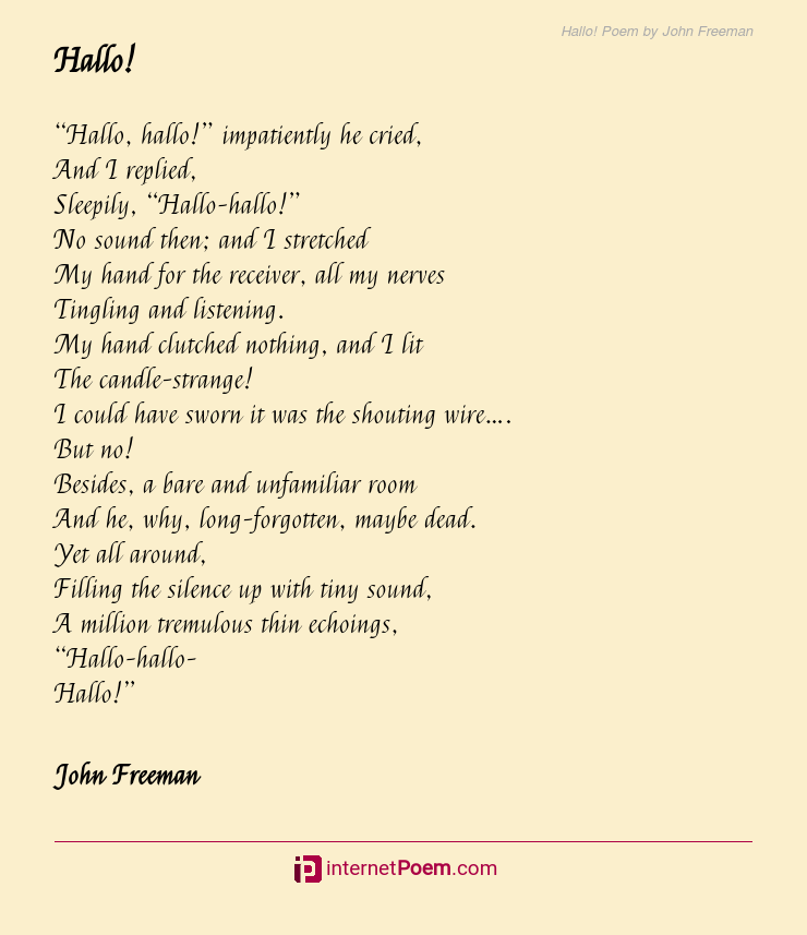 Hallo! Poem by John Freeman