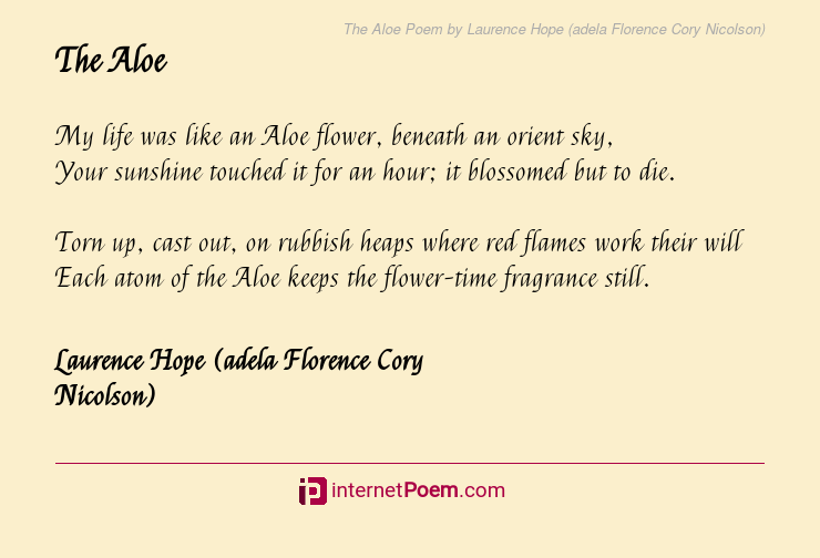 The Aloe Poem by Laurence Hope (adela Florence Cory Nicolson)