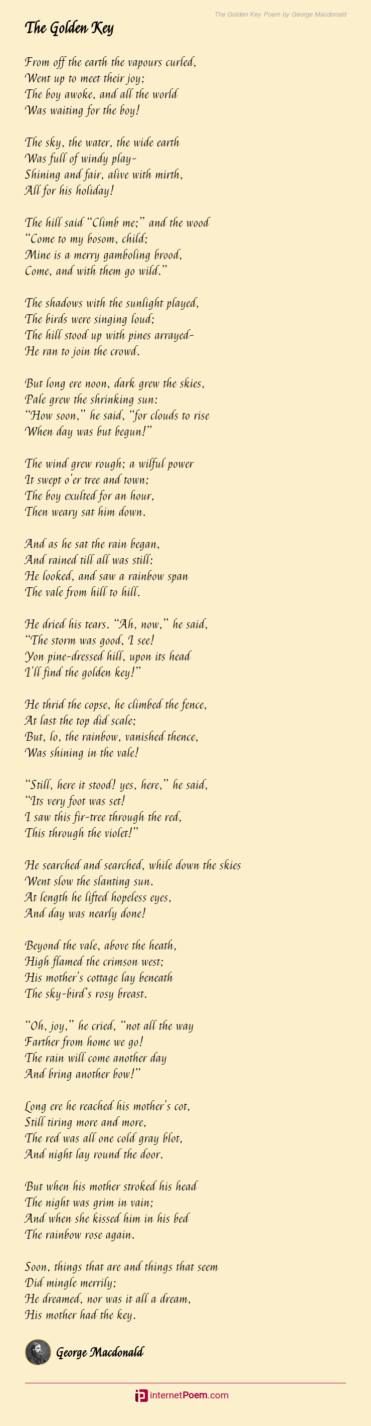 The Golden Key Poem by George Macdonald