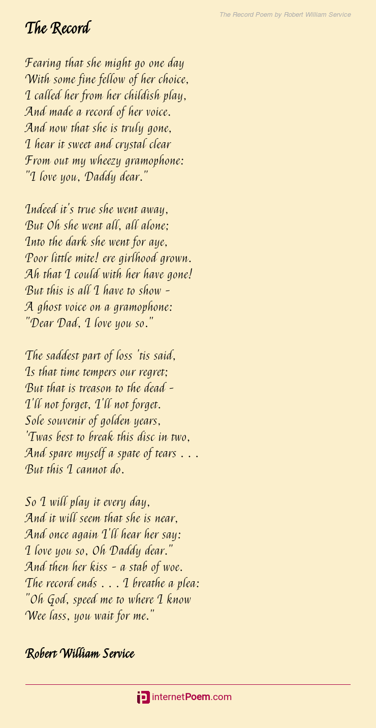 The Record Poem by Robert William Service