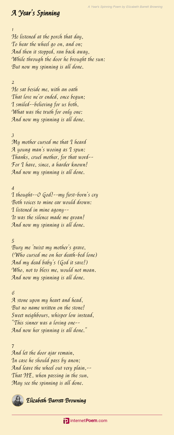 A Year's Spinning Poem by Elizabeth Barrett Browning